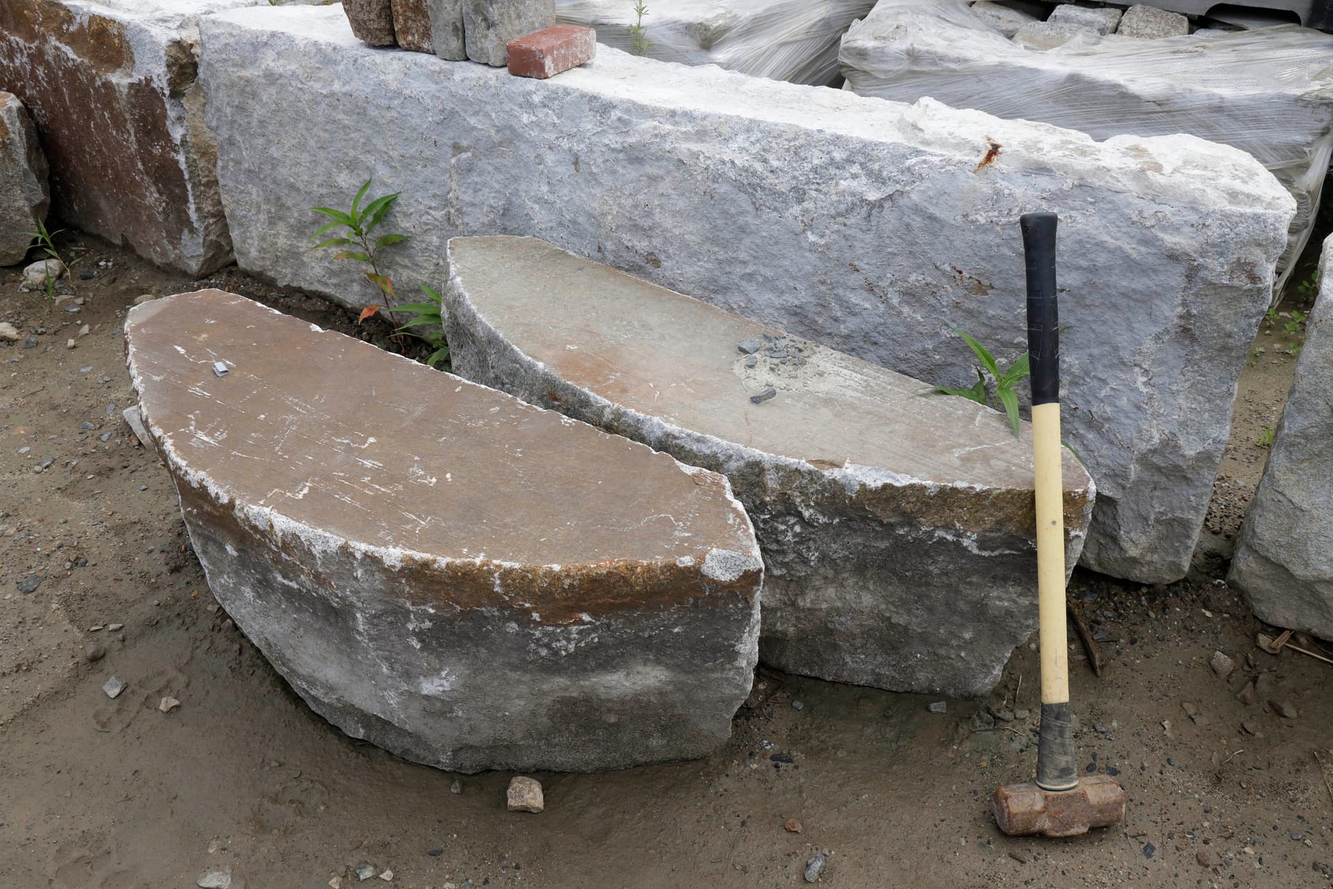 Reclaimed Granite D-Radius Curbstone - Seating | Stone Curators
