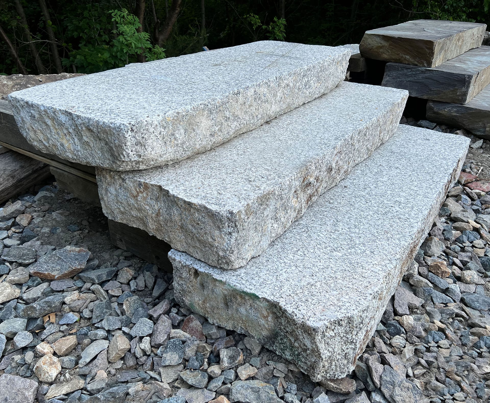 Reclaimed Granite Bridge Blocks - Flamed Top Live Edge Steps | Stone ...